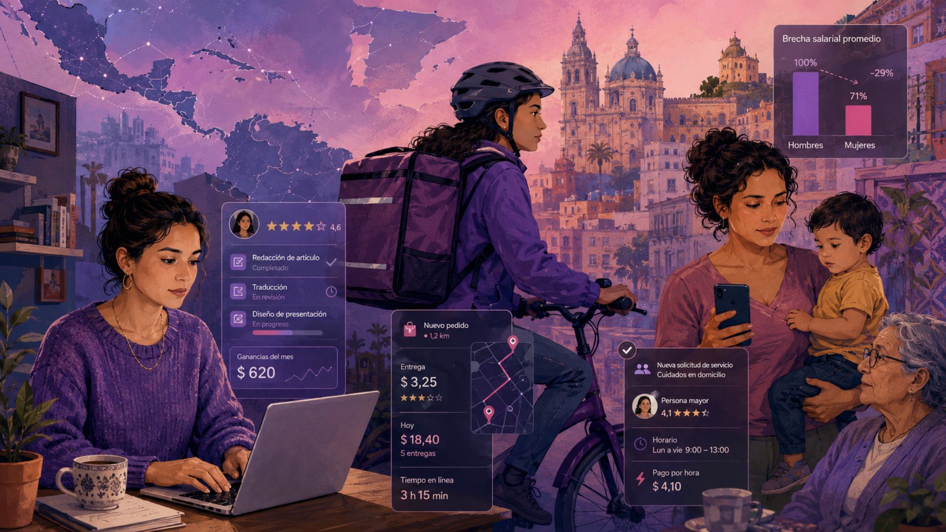 Mujeres en plataformas digitales ganan menos y enfrentan menor ...